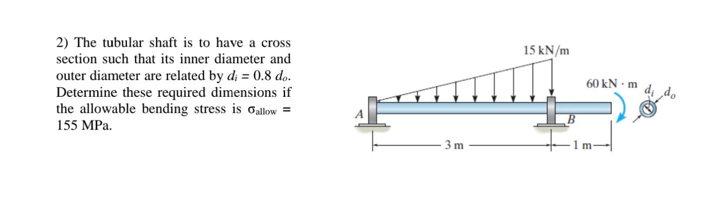 Solved 2) The tubular shaft is to have a cross section such | Chegg.com