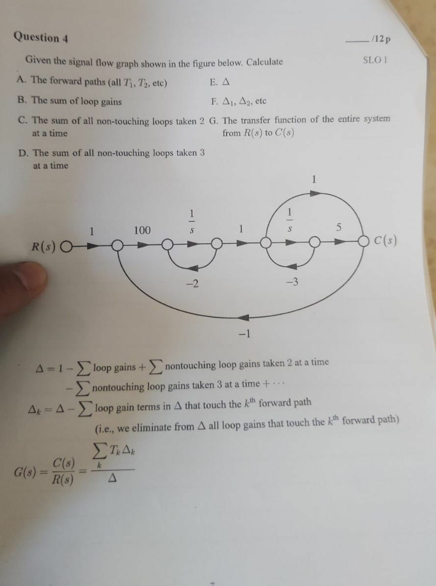 [Solved]: Question 4 12 p Given the signal flow graph shown