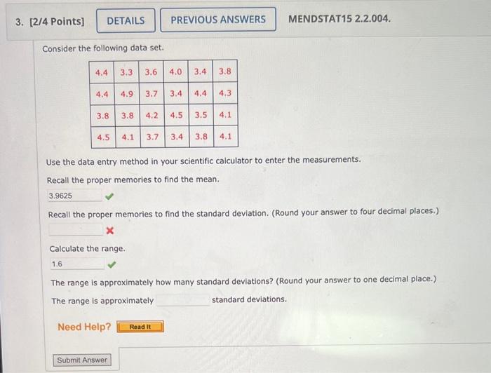 Solved Consider the following data set. Use the data entry | Chegg.com