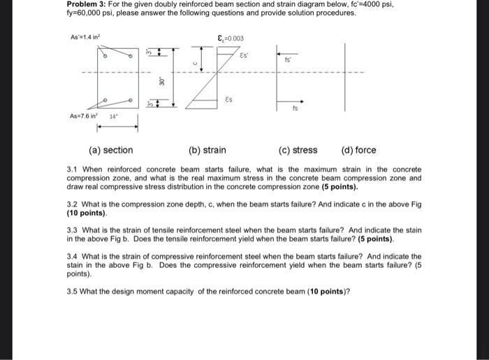 Solved Problem 3: For the given doubly reinforced beam | Chegg.com