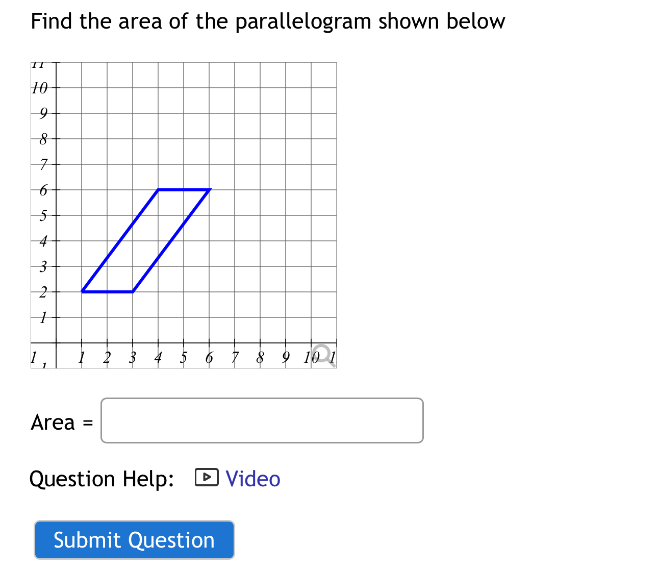 Solved Find the area of the parallelogram shown | Chegg.com
