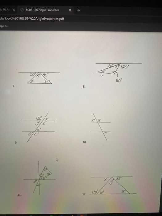 Solved ic 16 An X Math 136 Angle Properties | Chegg.com