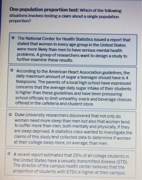 Solved One population proportion test: Which of the | Chegg.com