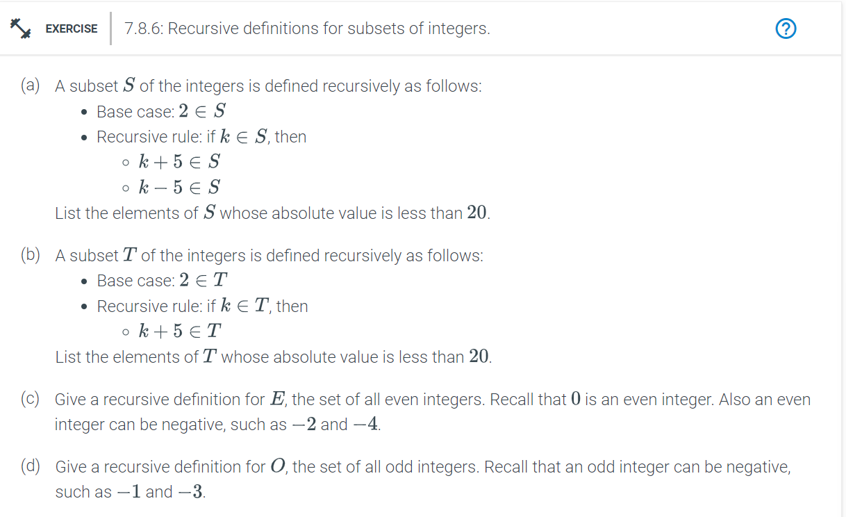 Solved (a) ﻿A subset S ﻿of the integers is defined | Chegg.com