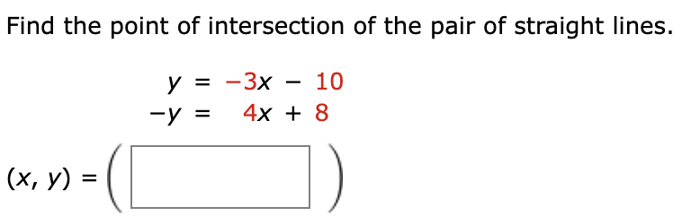 Solved Find the point of intersection of the pair of | Chegg.com