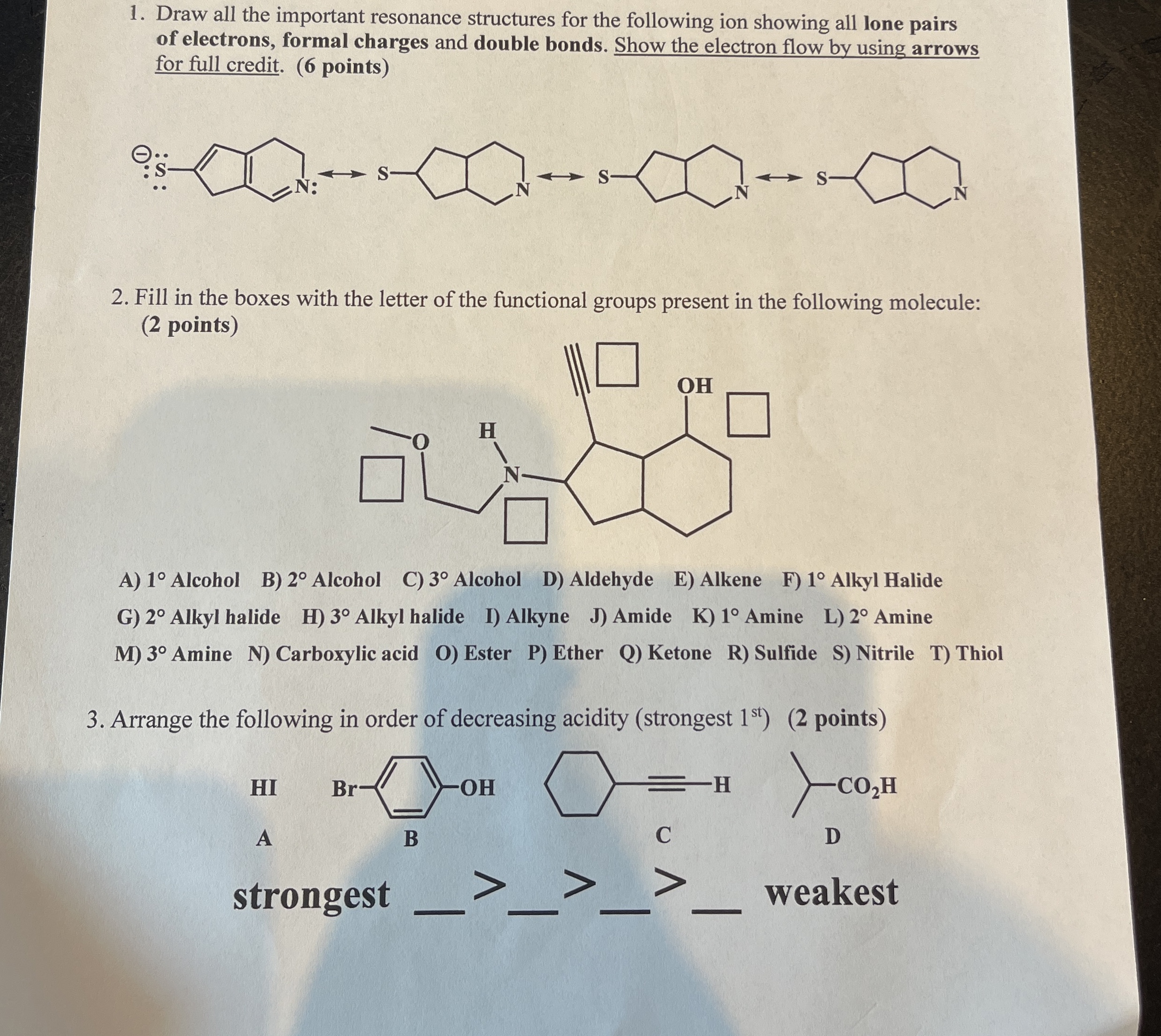 Solved Draw all the important resonance structures for the | Chegg.com