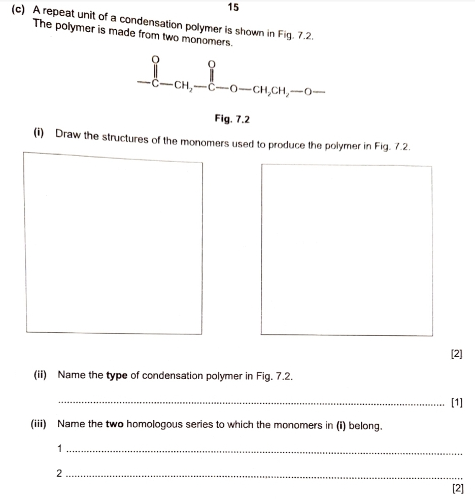 Solved (c) ﻿A repeat unit of a condensation polymer is shown | Chegg.com