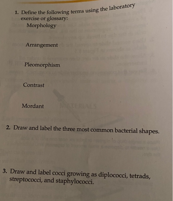 Solved owing terms using the laboratory 1. Define the | Chegg.com