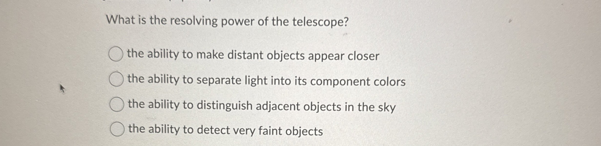 Solved What is the resolving power of the telescope?the | Chegg.com