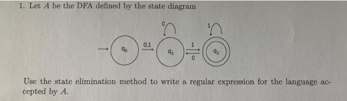 1. Let A be the DFA defined by the state diagram n | Chegg.com