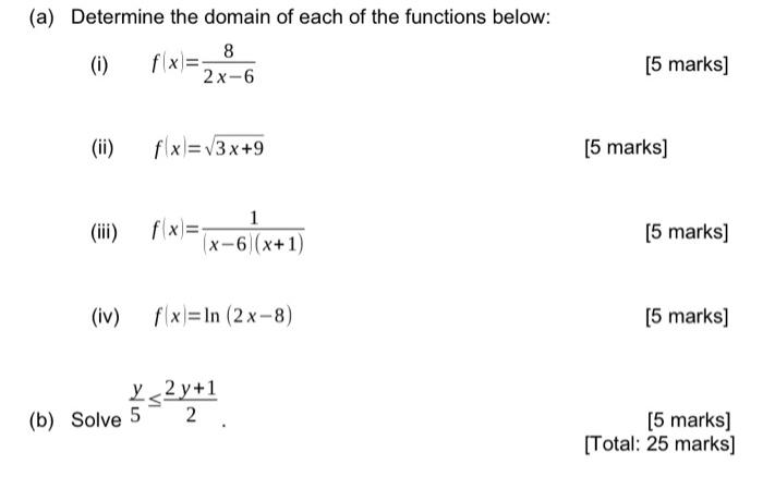 Solved (a) Determine the domain of each of the functions | Chegg.com