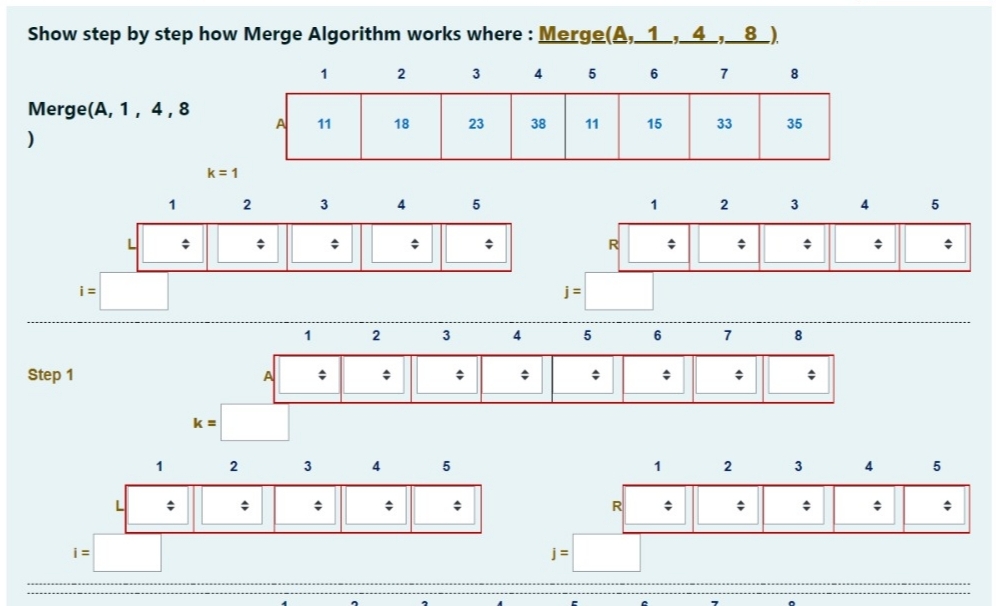Show Step By Step How Merge Algorithm Works Where 