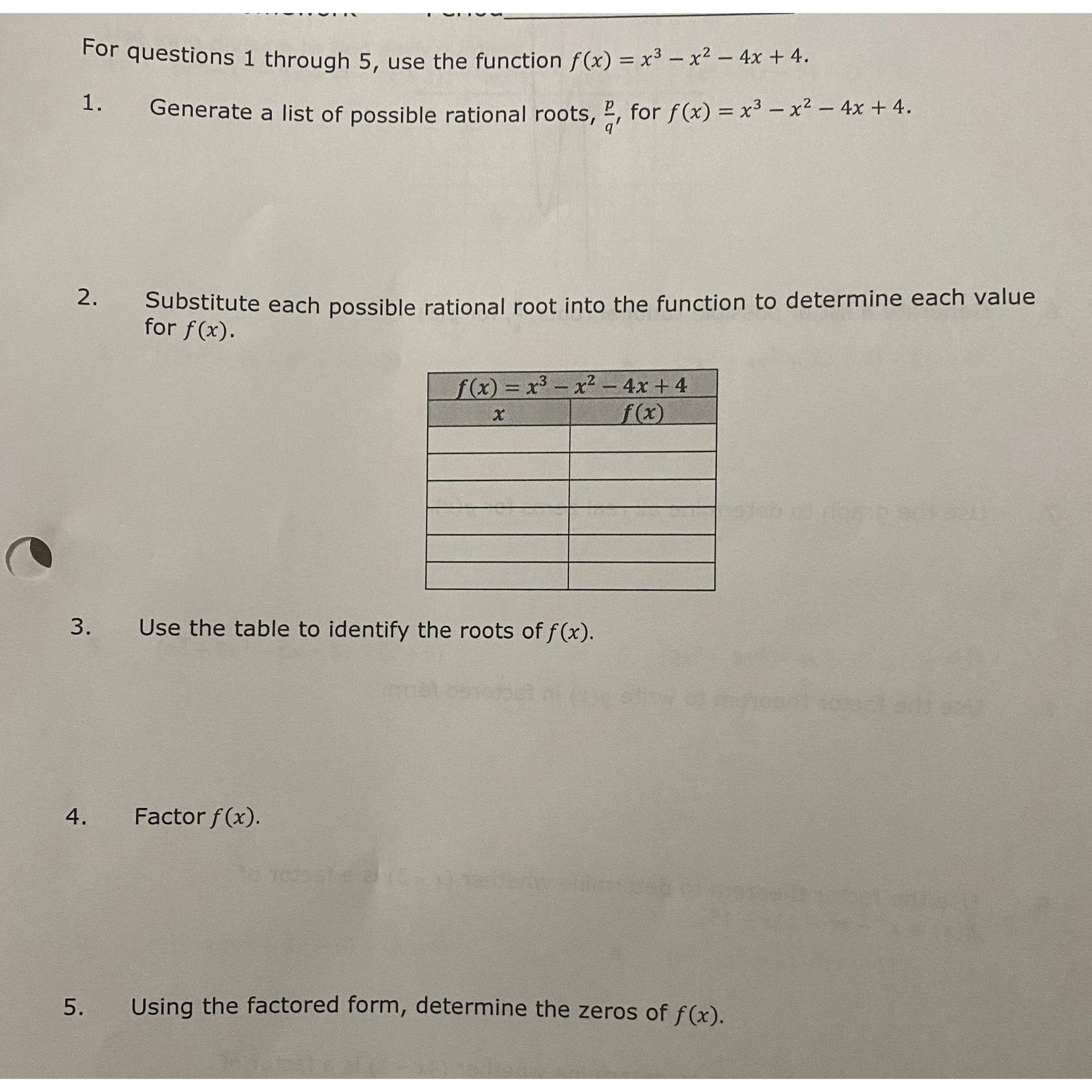 Solved For questions 1 ﻿through 5 , ﻿use the function | Chegg.com
