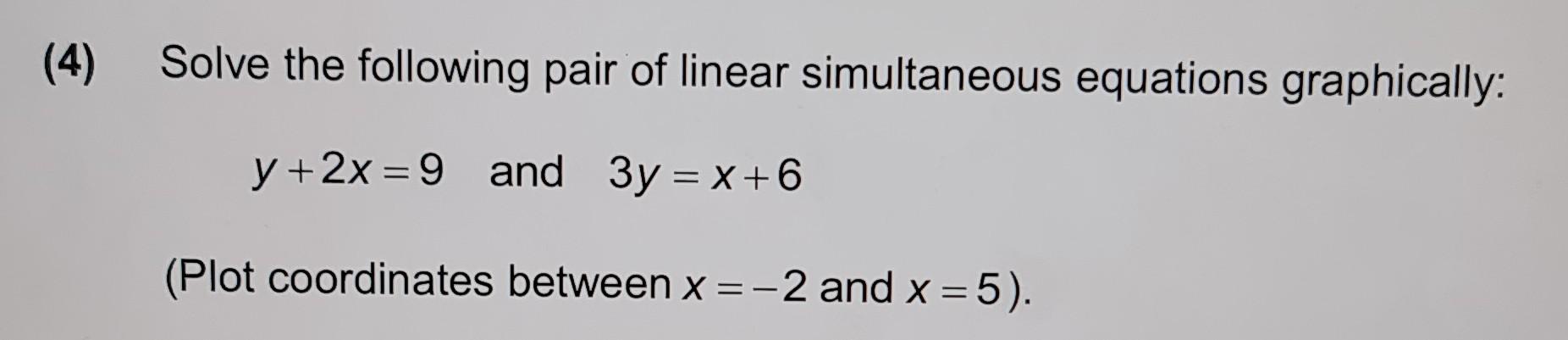 Solved (4) Solve the following pair of linear simultaneous | Chegg.com