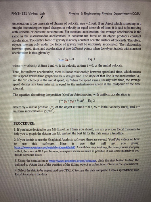 PHYS-121 Virtual Lab Physics & Engineering Physics | Chegg.com