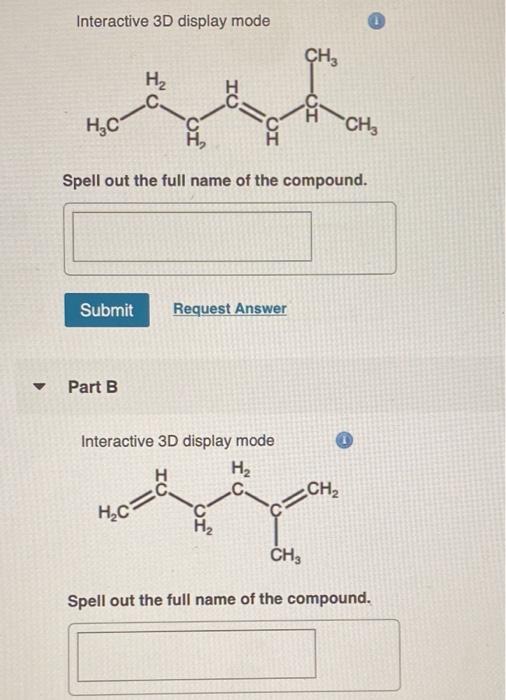 Solved Interactive 3D display mode CH, H2 -C H2C CHE Spell | Chegg.com