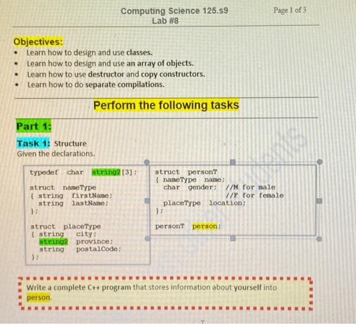 Solved Objectives: n n Learn how to design and use classes. | Chegg.com