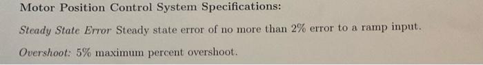 Solved Design a compensator for the motor position control | Chegg.com