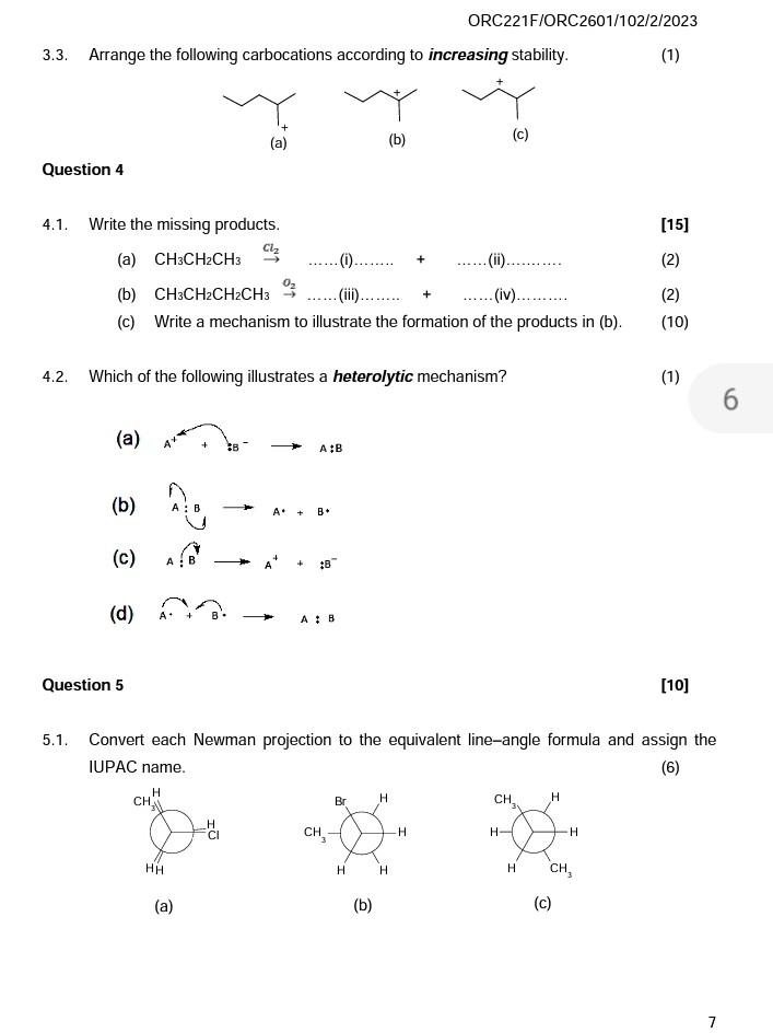 Solved 5.1. Convert each Newman projection to the equivalent | Chegg.com