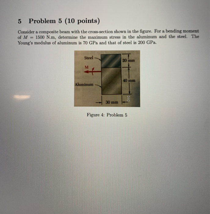 Solved 5 Problem 5 (10 points) Consider a composite beam | Chegg.com