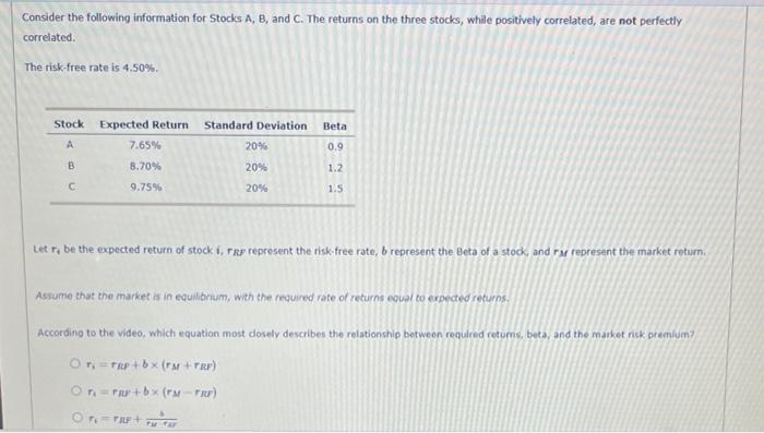 2. CAPM, Portfolio Risk, and Return (Formula | Chegg.com