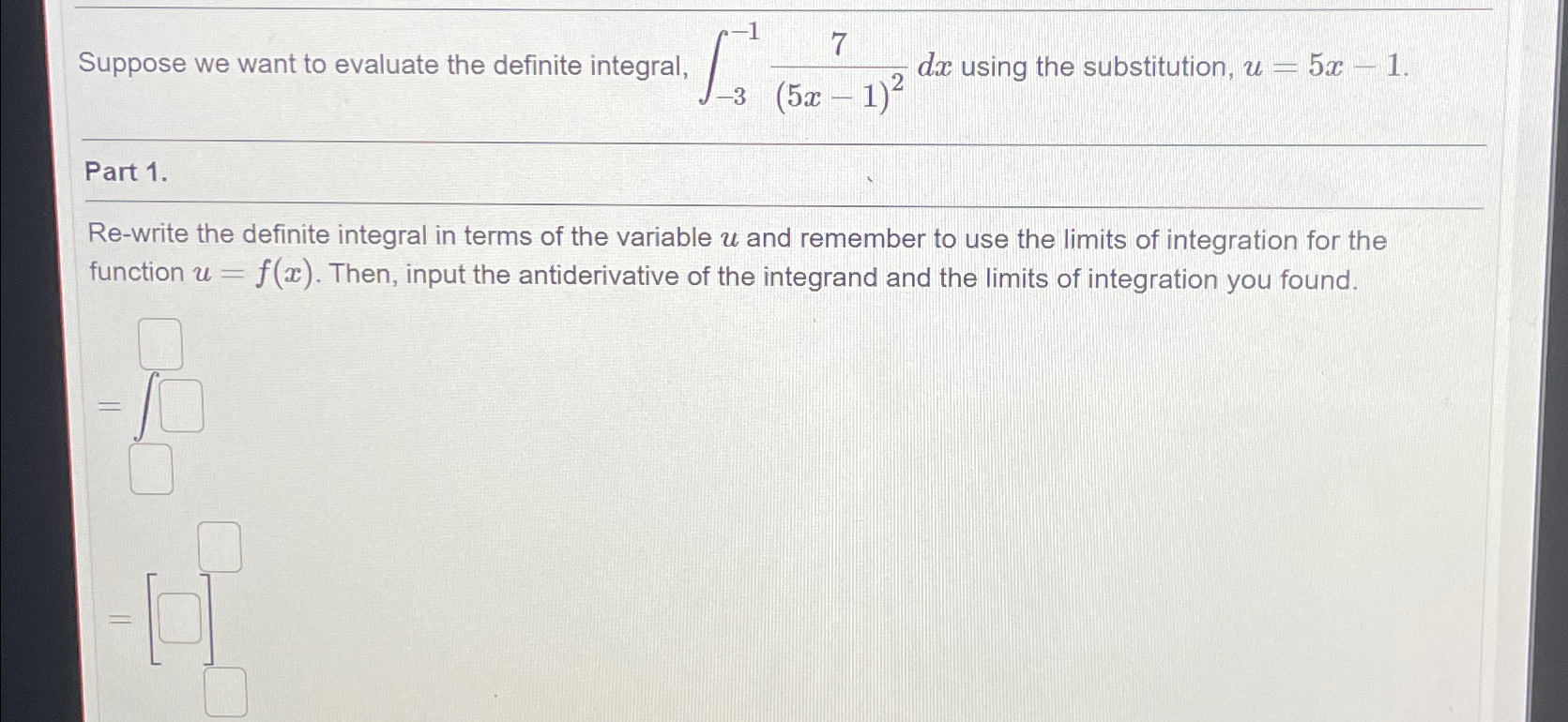 Solved Suppose we want to evaluate the definite integral, | Chegg.com
