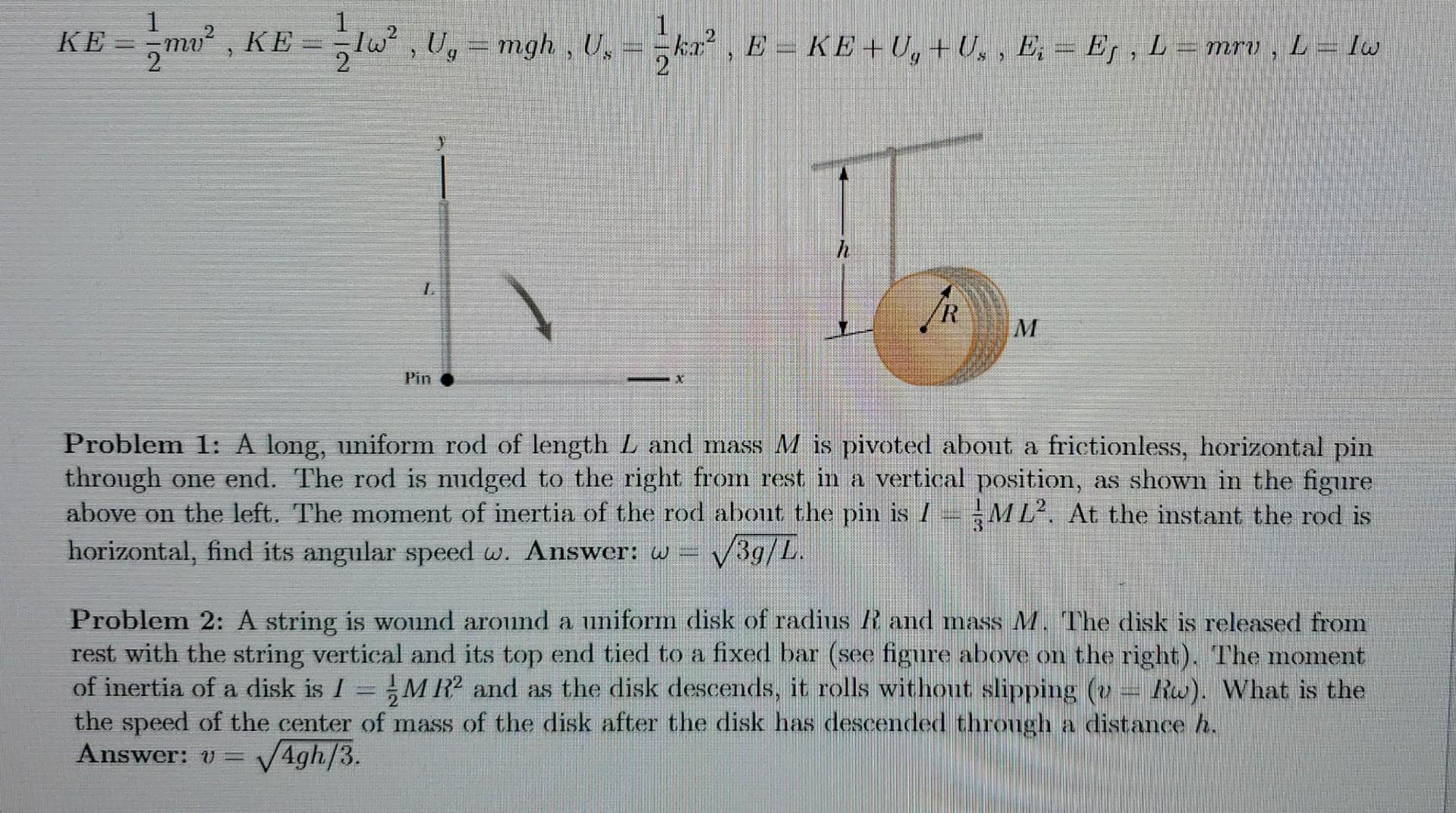 Solved Problem 2: A string is wound around a uniform disk of | Chegg.com