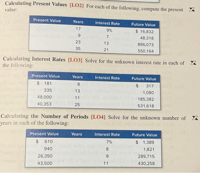 Solved Calculating Present Values [LO2] For each of the | Chegg.com
