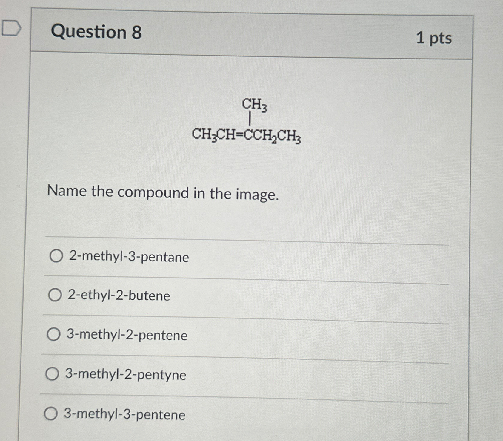 Solved Question 81ptsName the compound in the | Chegg.com