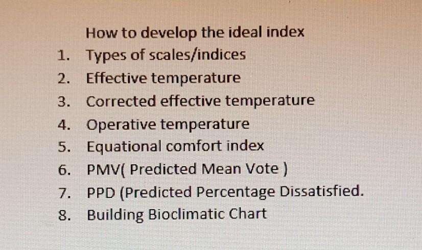 Solved How to develop the ideal index 1. Types of | Chegg.com