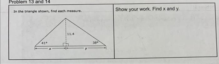 Solved Problem 13 and 14 In the triangle shown, find each | Chegg.com