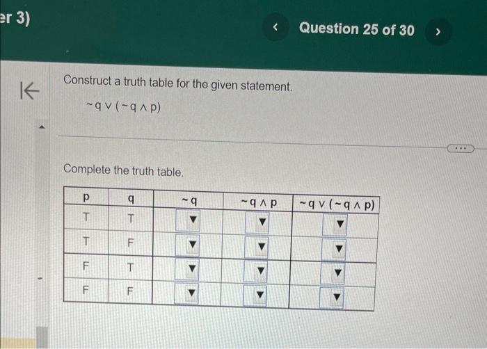 Solved Construct a truth table for the given statement. | Chegg.com