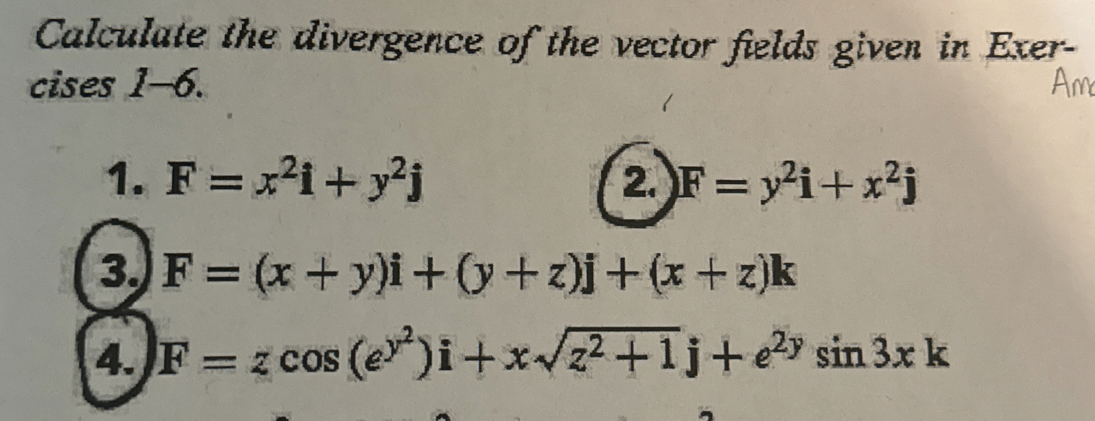 Solved Calculate the divergence of the vector fields given | Chegg.com