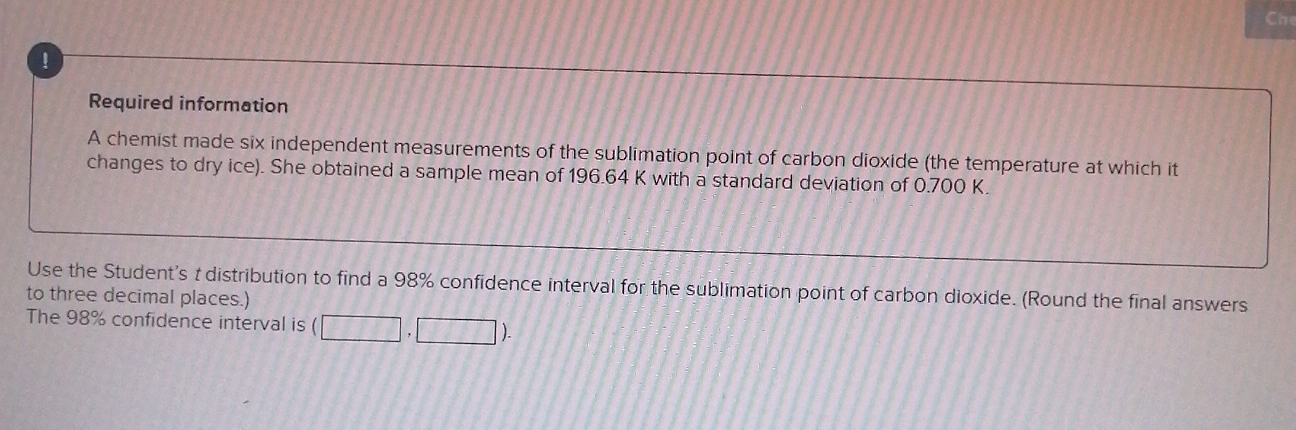 Solved !Required informationA chemist made six independent | Chegg.com