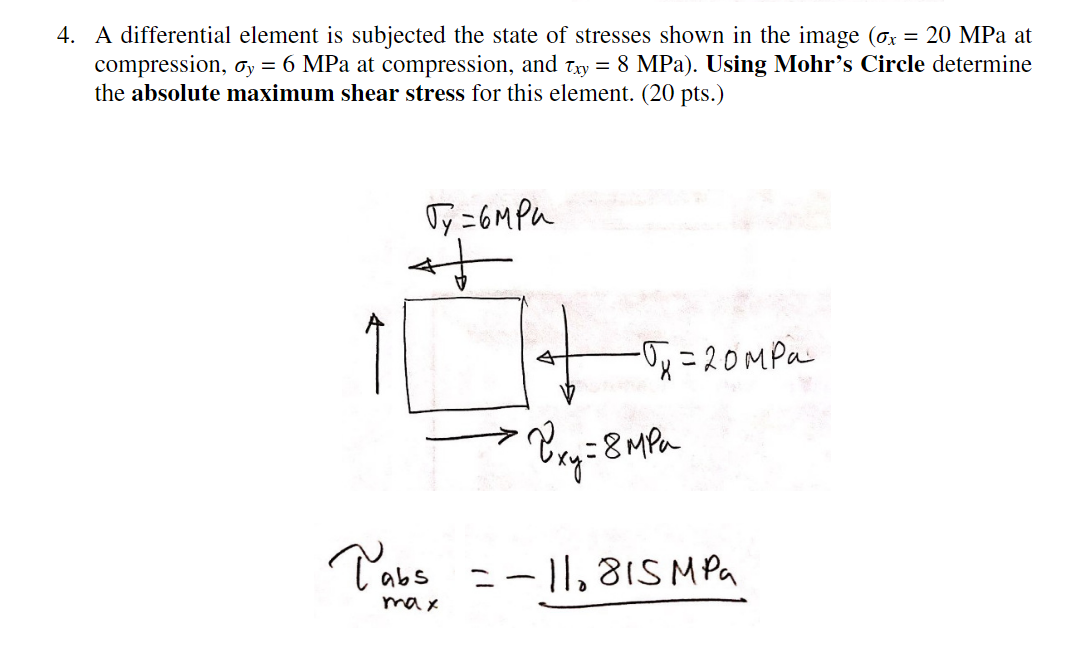 Solved A differential element is subjected the state of | Chegg.com
