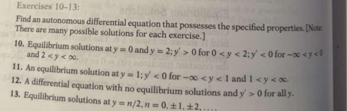 Solved Exercises 10-13:Find an autonomous differential | Chegg.com Solved Exercises 10-13:Find an autonomous differential | Chegg.com
