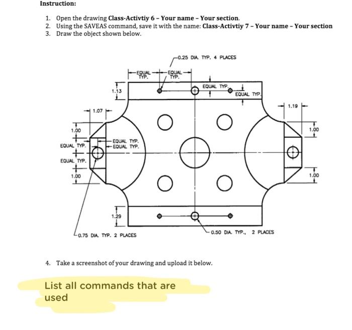 Solved draw the objects in auto cad and write the commands | Chegg.com