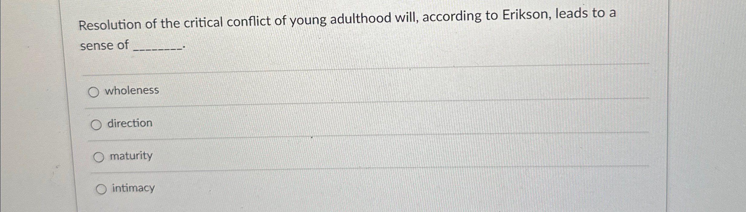 Solved Resolution of the critical conflict of young | Chegg.com