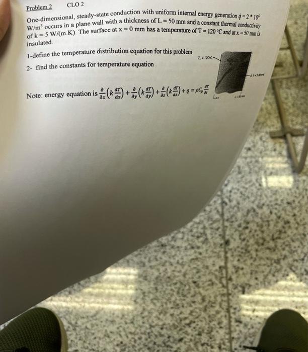 Solved Problem 2 CLO 2 One-dimensional, steady-state | Chegg.com