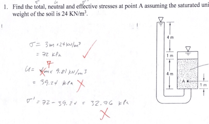 Solved find the total neutral and effective stress at point | Chegg.com