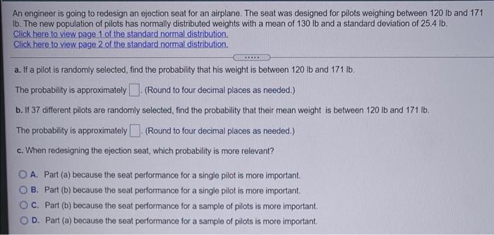 Solved An engineer is going to redesign an ejection seat for | Chegg.com