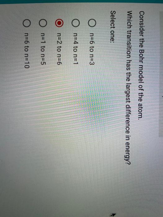 Solved Consider the Bohr model of the atom. Which transition | Chegg.com