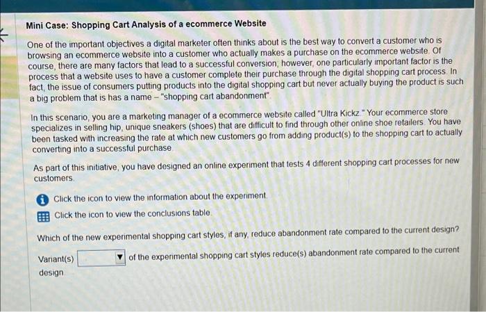 Solved Mini Case: Shopping Cart Analysis of a ecommerce | Chegg.com