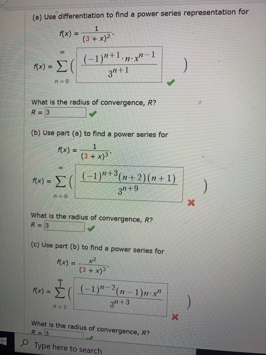 Solved (a) Use differentiation to find a power series | Chegg.com