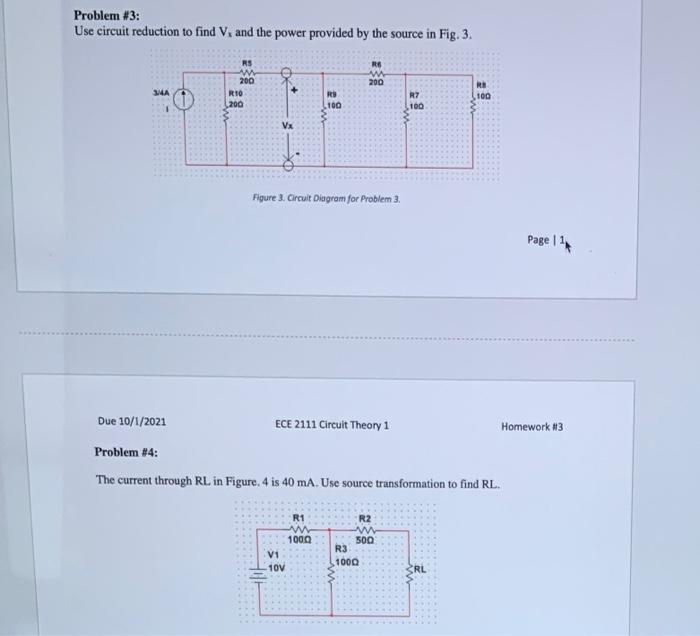 Solved Problem #1: Use circuit reduction and source | Chegg.com