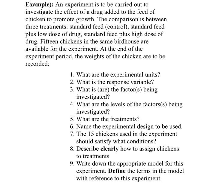 Solved Example): An experiment is to be carried out to | Chegg.com
