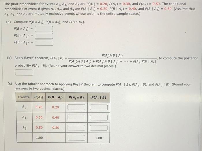 Solved the prior probabilities for events A1,A2, and A3 are | Chegg.com