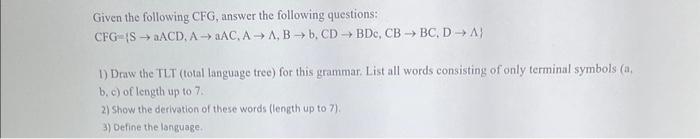 Solved Given the following CFG, answer the following | Chegg.com