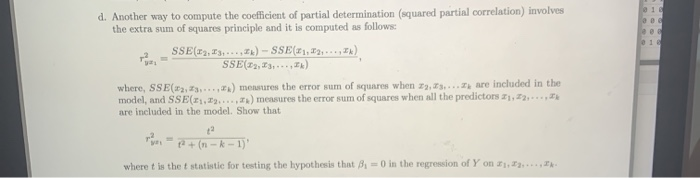 Solved d. Another way to compute the coefficient of partial | Chegg.com