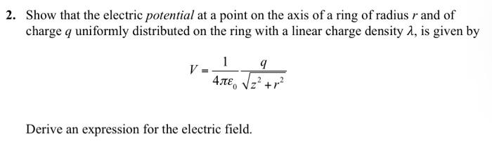 Solved 2. Show that the electric potential at a point on the | Chegg.com